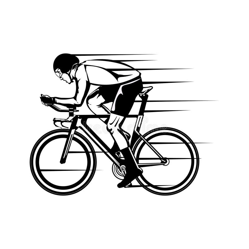 Racing Cyclist in Action Fast Road Biker from Side Front View Vector ...