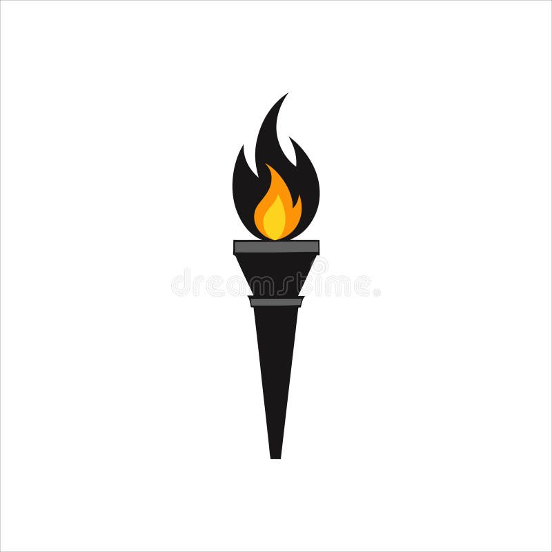 Torch with Light of Fire Silhouette Icon Vector Art Stock Vector ...