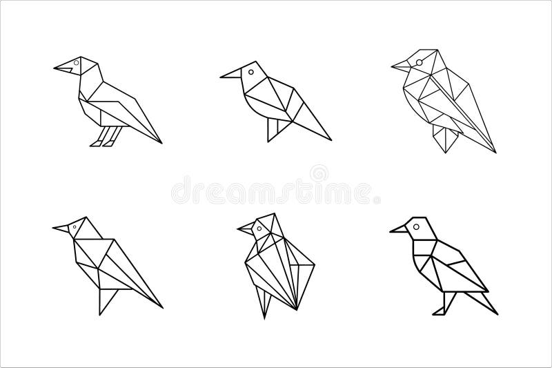 Modern Bird Icons in Geometric Design Style Stock Vector - Illustration ...