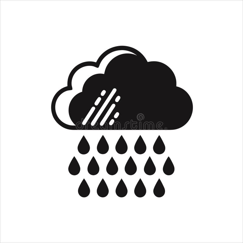 Rain Icon Silhouette Vector Art on White Stock Vector - Illustration of ...