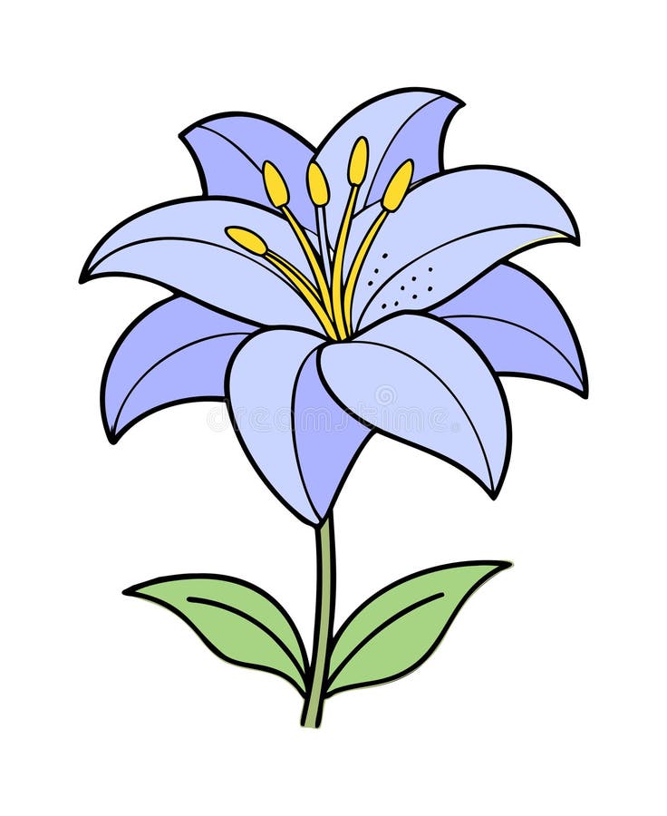 Vibrant Blue Lily Flower Illustration - Bold and Simple Floral Art ...