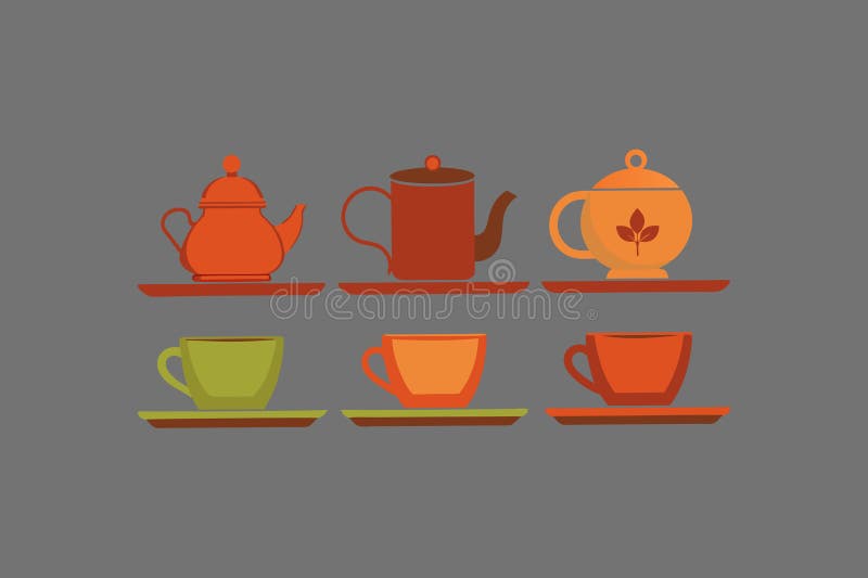 Tea Serving Crockeries Vector Artwork. Stock Illustration ...