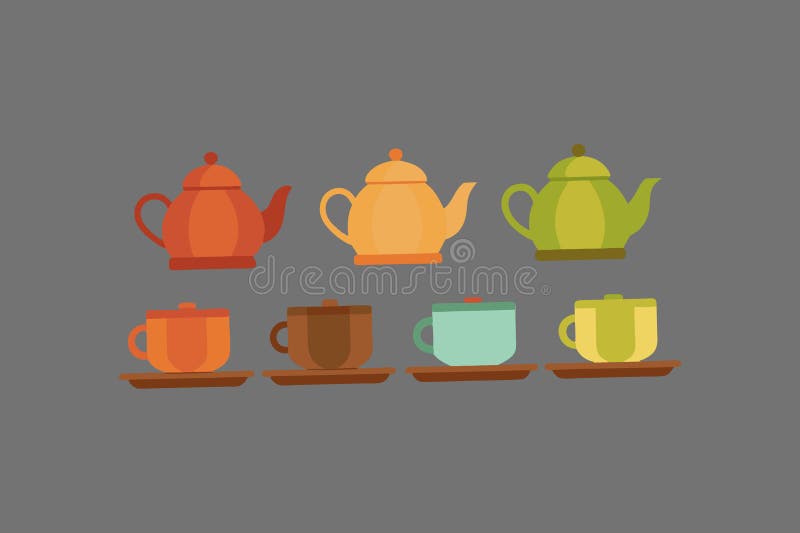 Tea Serving Crockeries Vector Artwork. Stock Illustration ...
