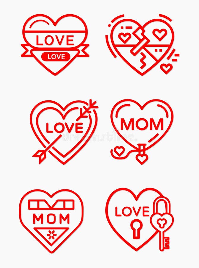 Unique Red Heart Icon Set - Love, Winged Heart, Paw Print, Pixel Art ...