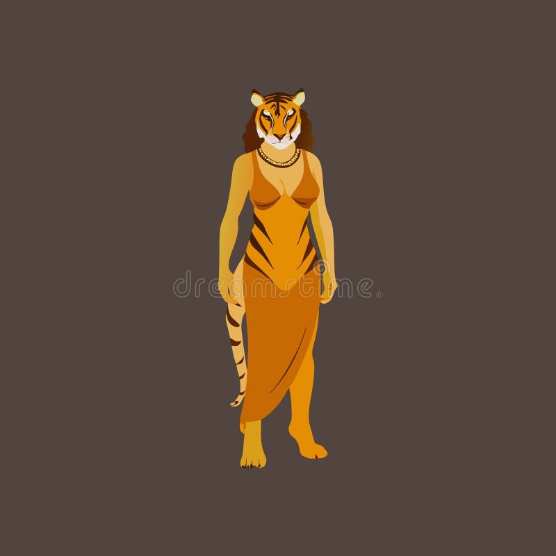 Tiger Women Vector Art Illustration. Stock Illustration - Illustration ...