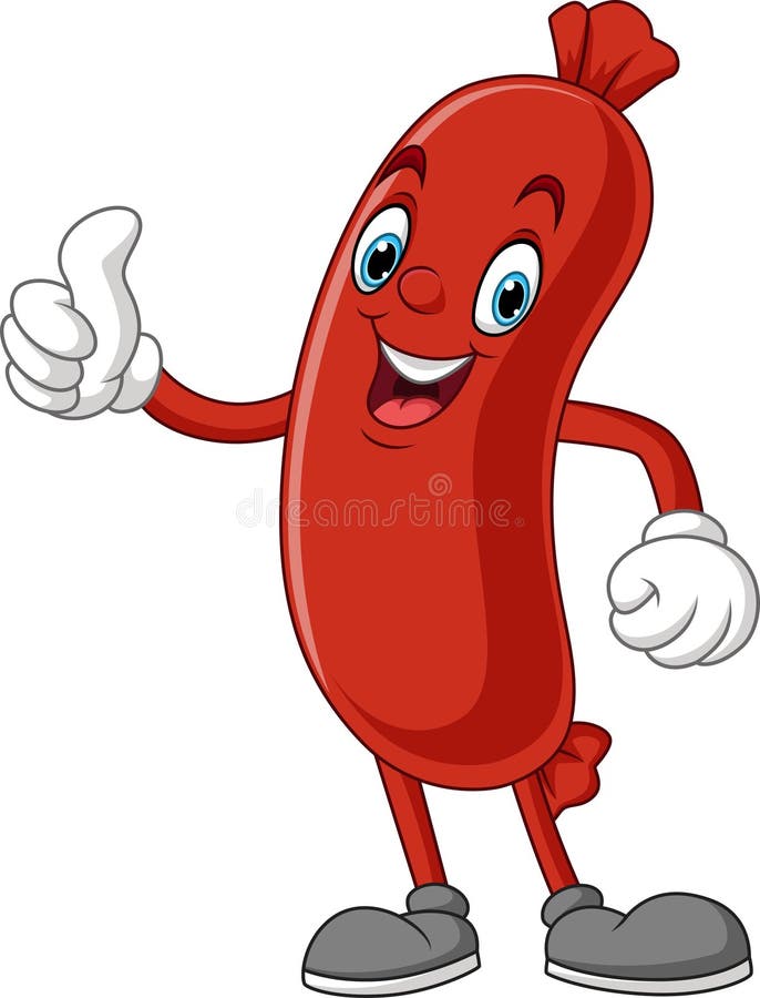 Illustration of Cartoon Sausage Giving Thumb Up Stock Illustration ...