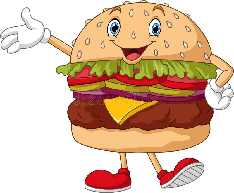 Illustration of Cartoon Happy Burger Stock Illustration - Illustration ...