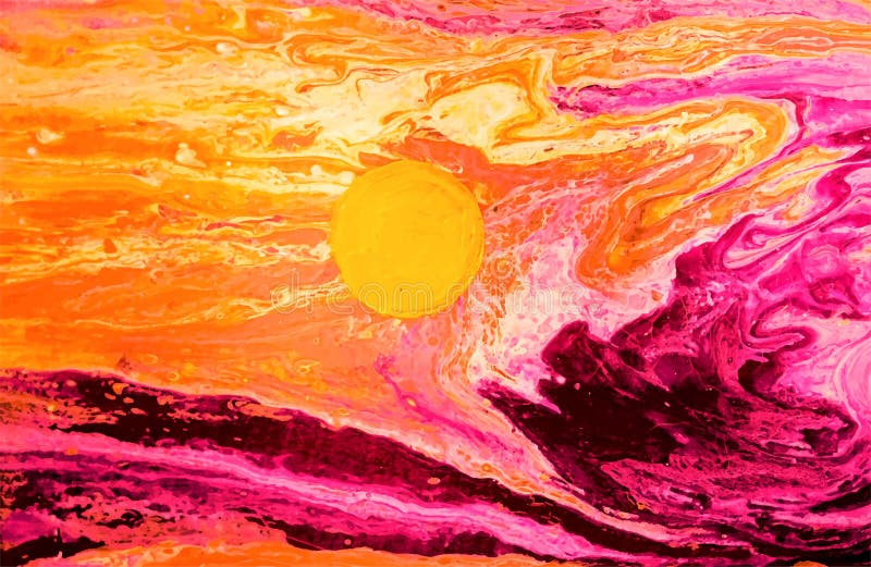 Sunset. Acrylic Painting. Contemporary Art, Abstract Painting. Vector ...
