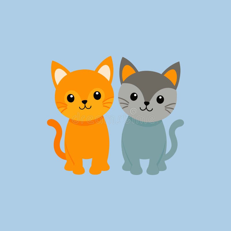 Two Cute Kittens Vector Artwork. Stock Illustration - Illustration of ...