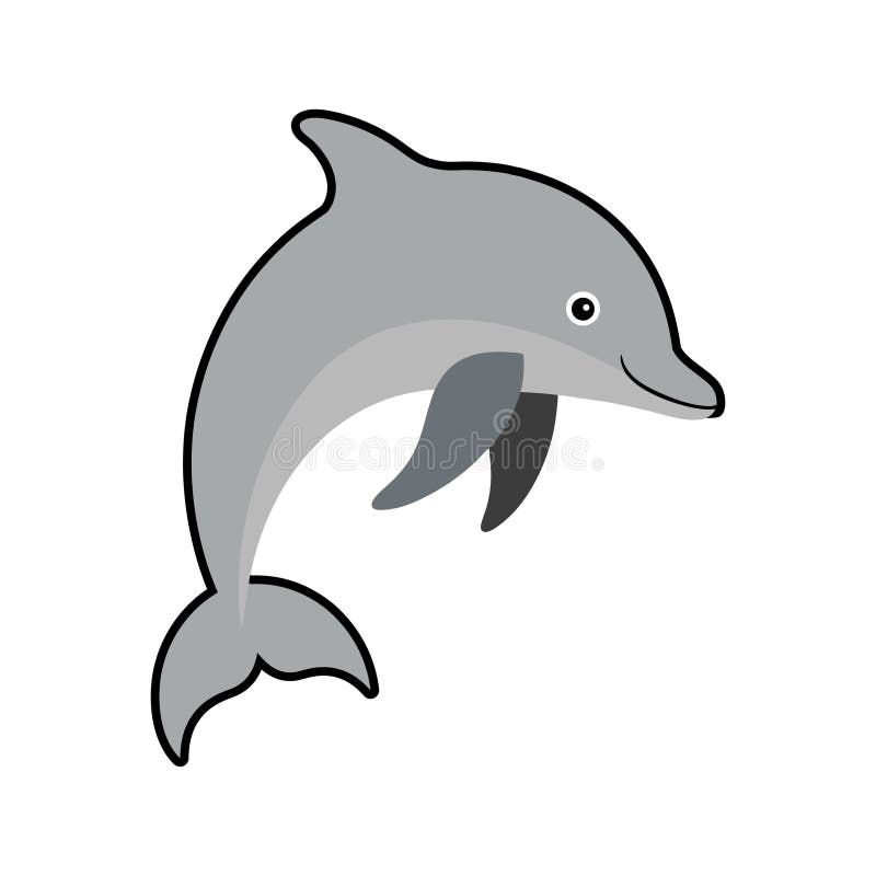 Bottlenose Gray Dolphin Vector- Modern Ocean Wildlife Ocean ...
