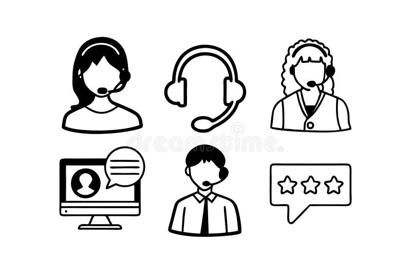 Customer Service & Support Outline Icons Stock Illustration ...