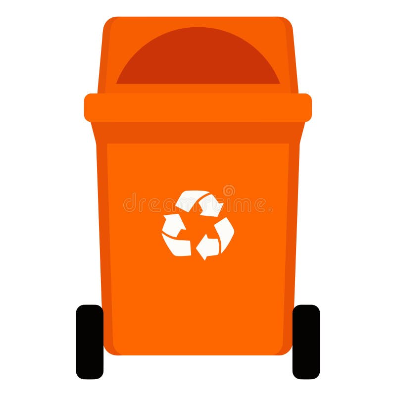 Recycle Bin Orange Vector Illustration Stock Vector - Illustration of ...