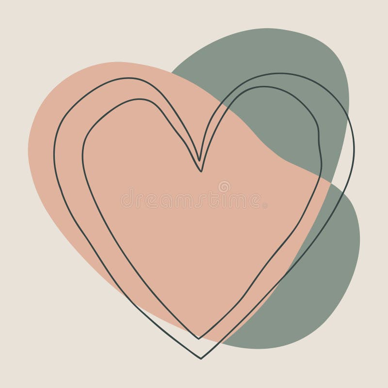 Minimalist Hand Drawn Heart with Abstract Colorful Shapes Stock Vector ...