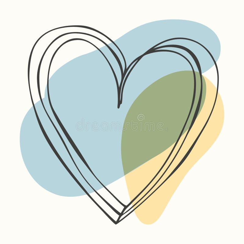 Minimalist Hand Drawn Heart with Abstract Colorful Shapes Stock Vector ...