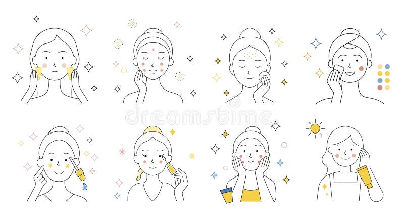 Skincare Routine Icons Stock Illustrations – 593 Skincare Routine Icons ...
