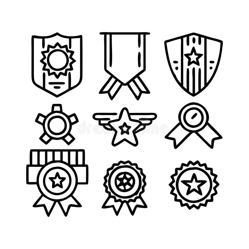 Heraldic Medals and Emblems with Ribbons Vector Collection Stock ...