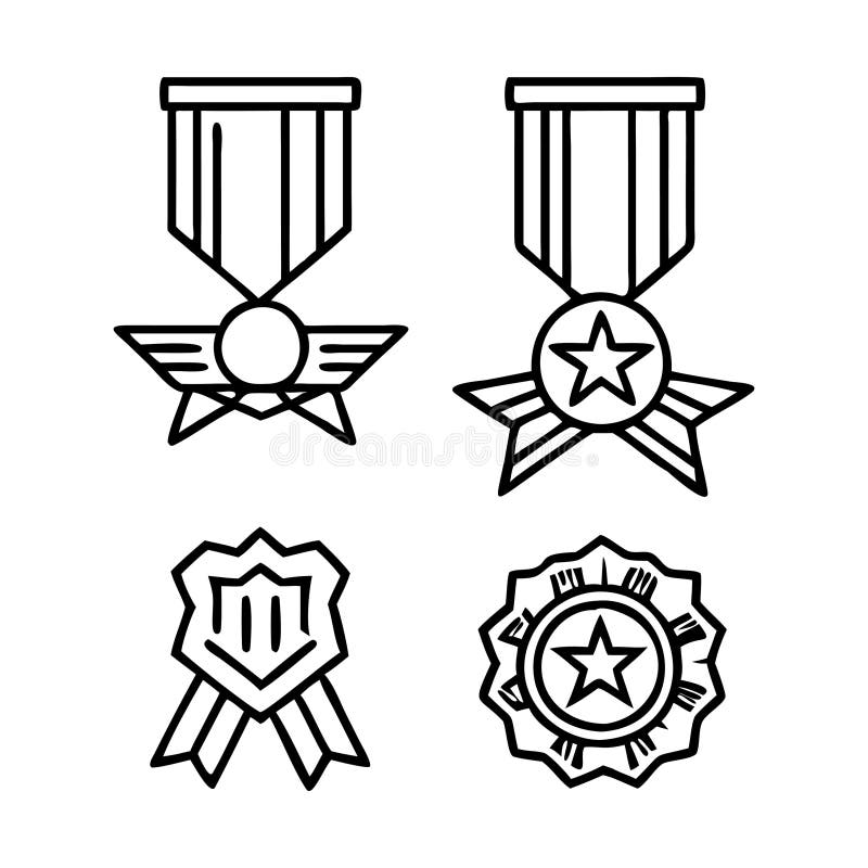 Heraldic Medals and Emblems with Ribbons Vector Collection Stock Vector ...