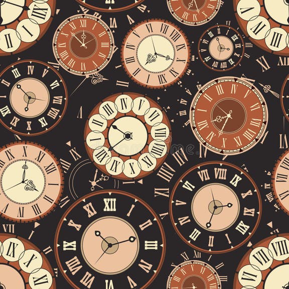 Abstract Seamless Clock Pattern Background Stock Vector - Illustration ...