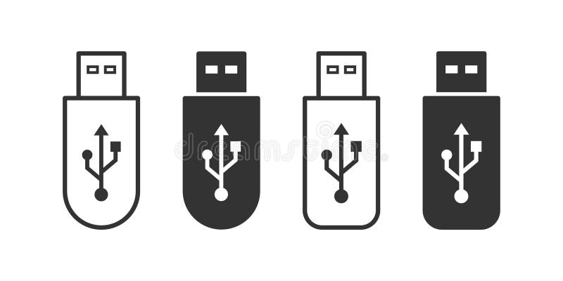 Flash Drive Icon Set. Flash Disk Sign Symbol Stock Vector ...