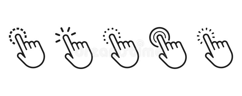Hand Click Icon Set. Pointer Sign and Symbol Stock Vector ...