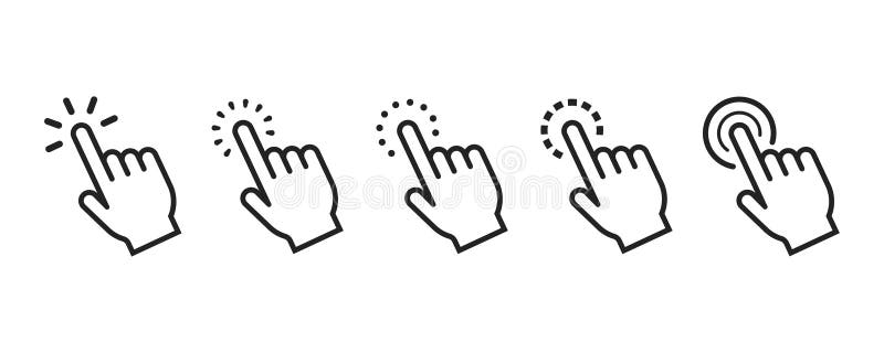 Hand Click Icon Set. Pointer Sign and Symbol Stock Vector ...