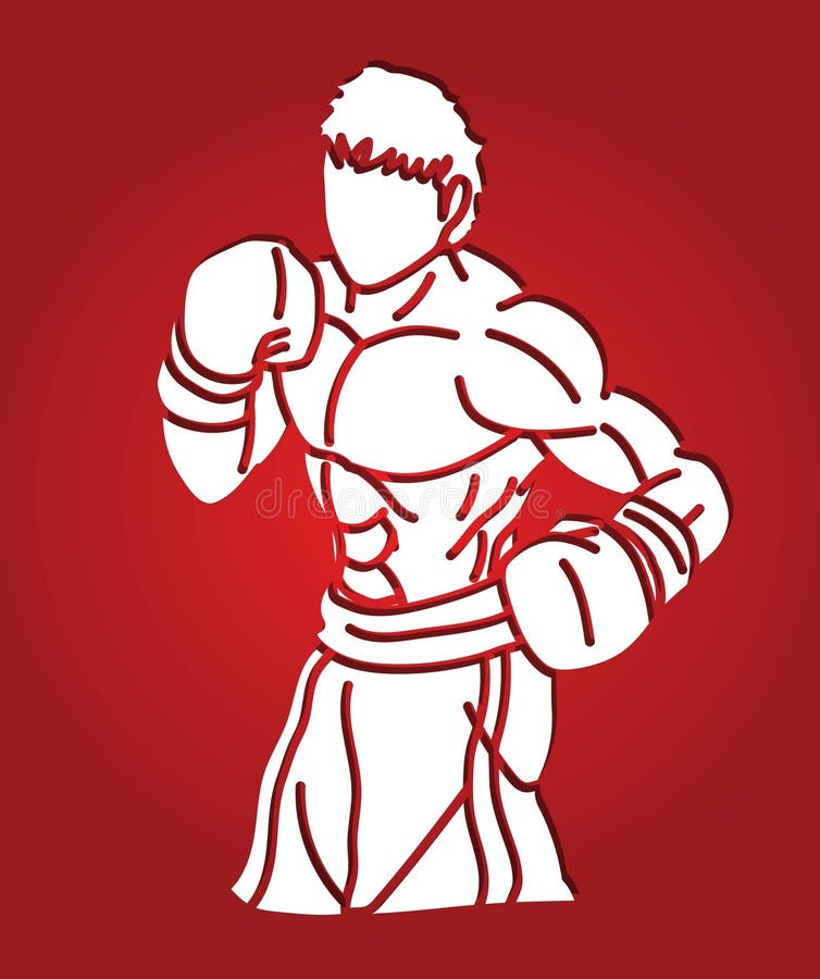 Kickboxing Muay Thai Boxing Sport Boxer Fighting Action Cartoon Graphic ...