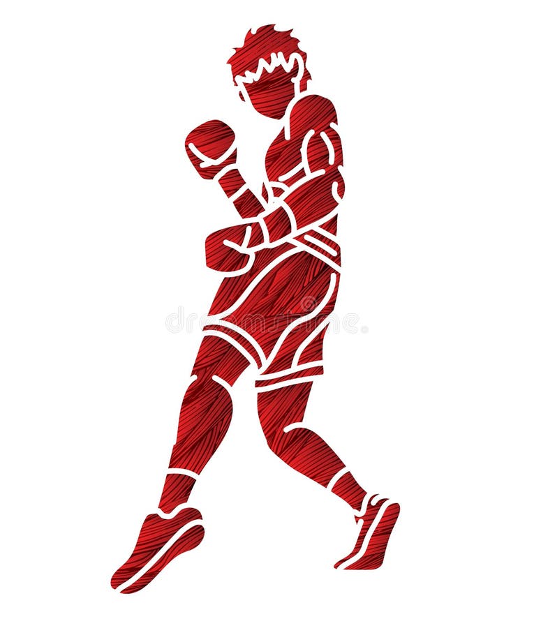 Kickboxing Muay Thai Boxing Sport Boxer Fighting Action Cartoon Graphic ...