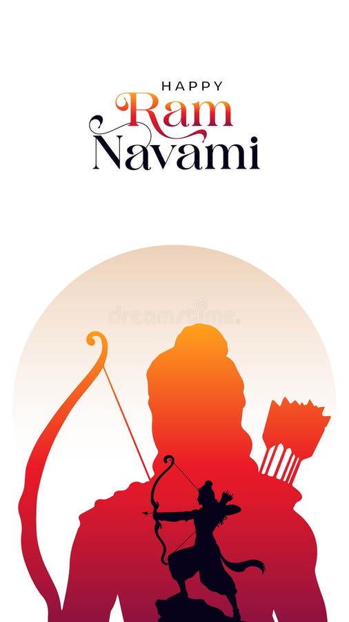 Happy Ram Navami Vector Background Design with Silhouette Lord Rama ...