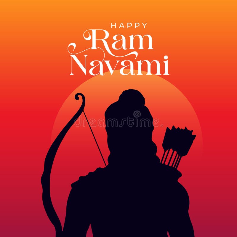 Happy Ram Navami Vector Background Design with Silhouette Lord Rama ...