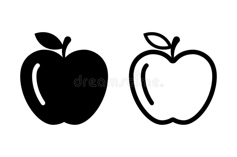Apple Icon Set. Apple Symbols Illustration. Apple Flat and Line Icon ...