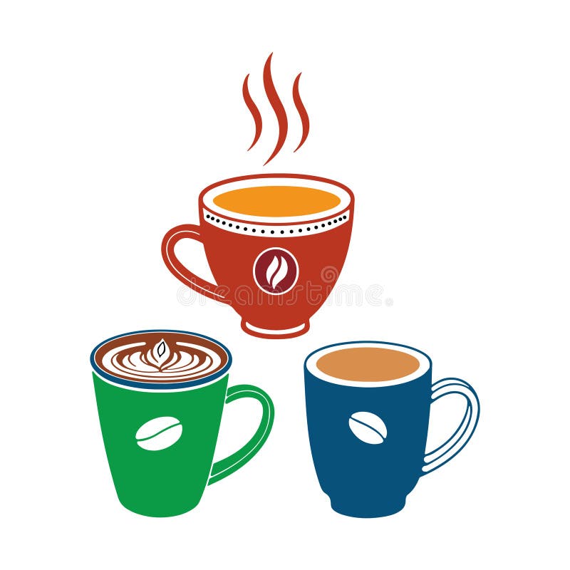 Colored Coffee Cups Illustration. Stock Vector - Illustration of icon ...