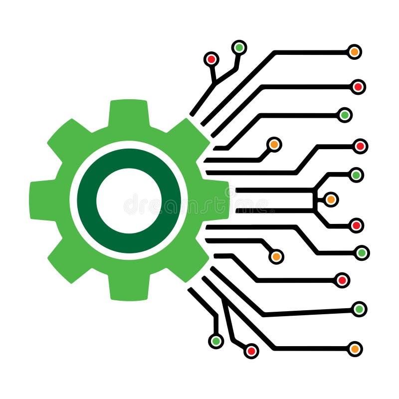 Colored Gear with Circuit Lines. Stock Vector - Illustration of circuit ...