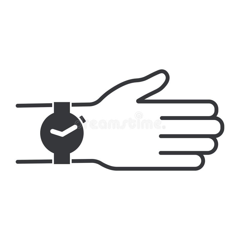 Isolated Outline Pictogram Hand and Watch, Symbolize Time, Punctual ...
