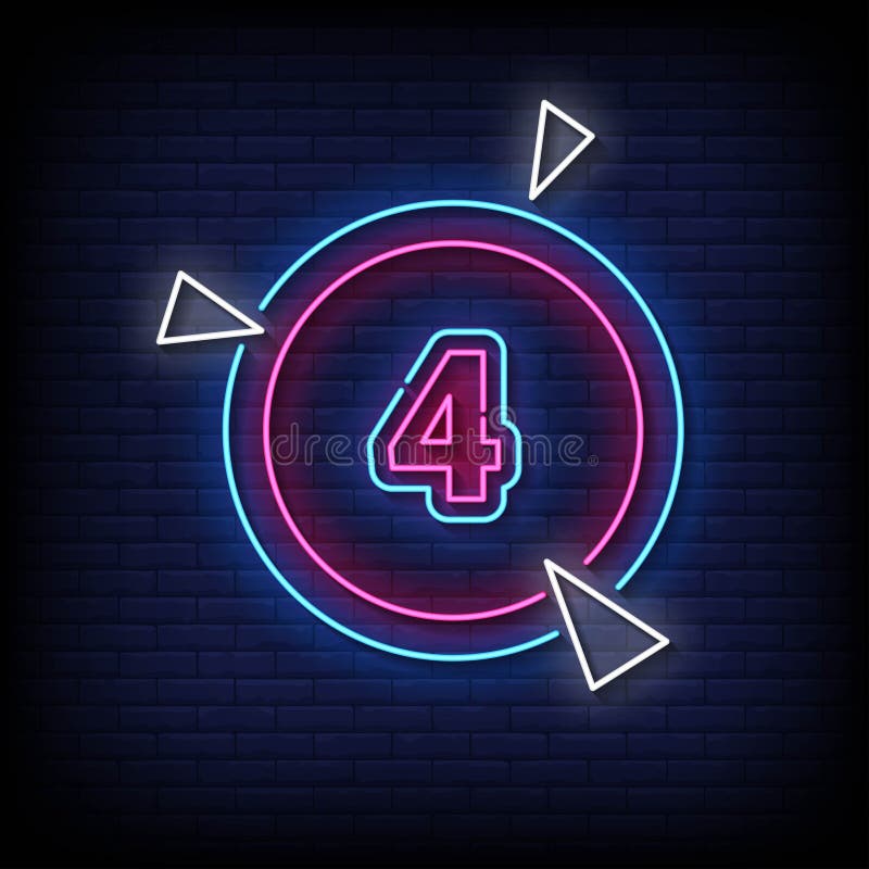 Number 4 in the Circle Neon Sign with Brick Wall Background Vector ...