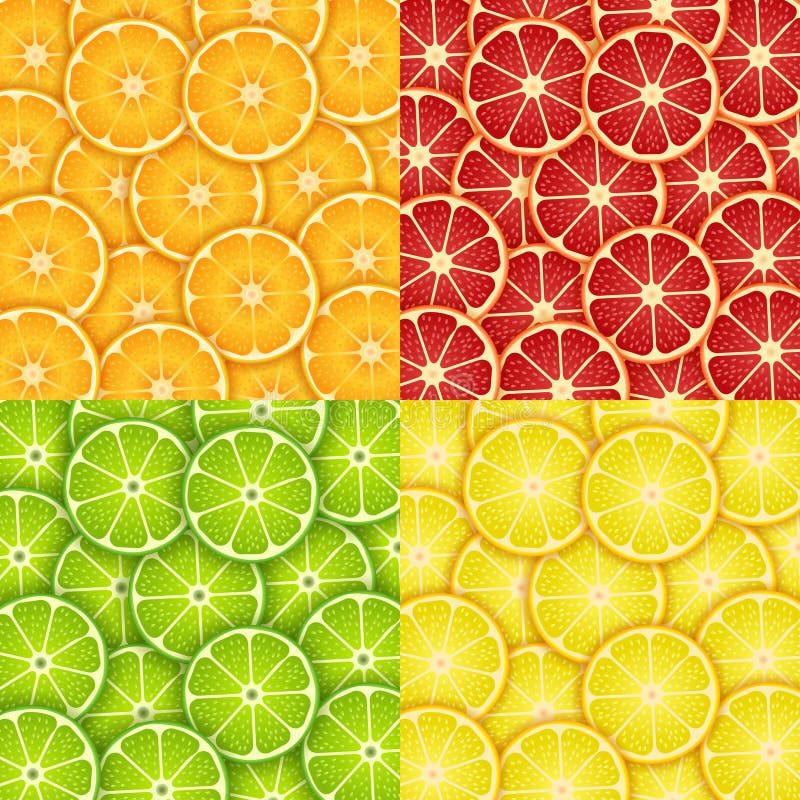 Citrus Pattern with Lemons, Lines and Grapefruits Stock Illustration ...