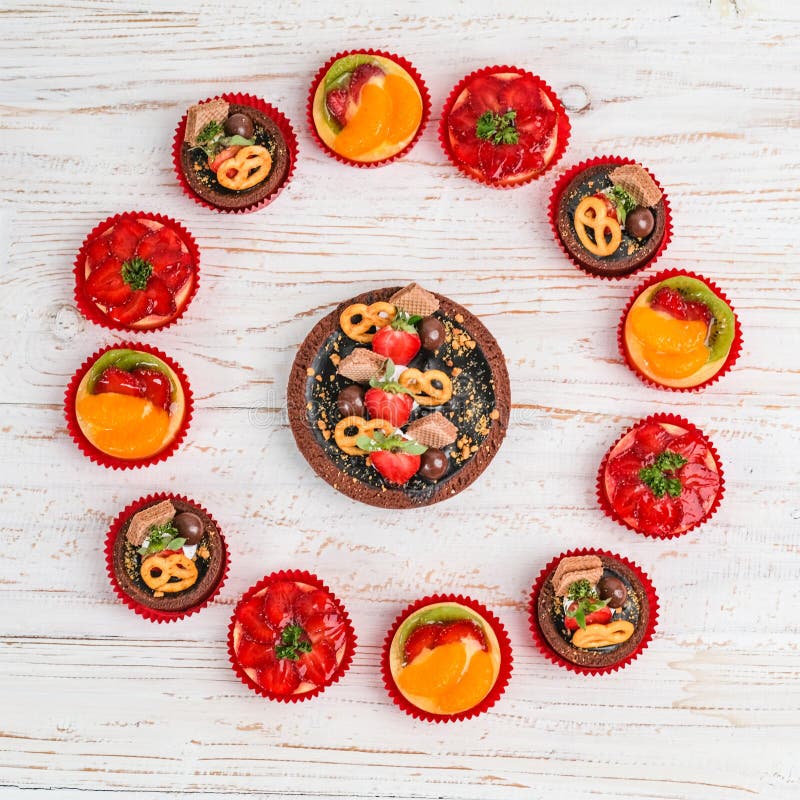 Assorted Mini Pies in Circle Patterns Stock Image - Image of dish ...