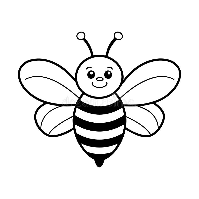 Cute Cartoon Bee Icon Vector Illustration Isolated on a White ...