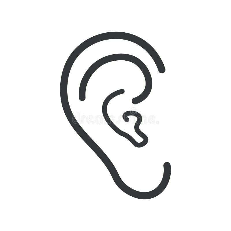 Isolated Outline Pictogram Ear, Hearinh Sensory Body Part Icon Sign ...