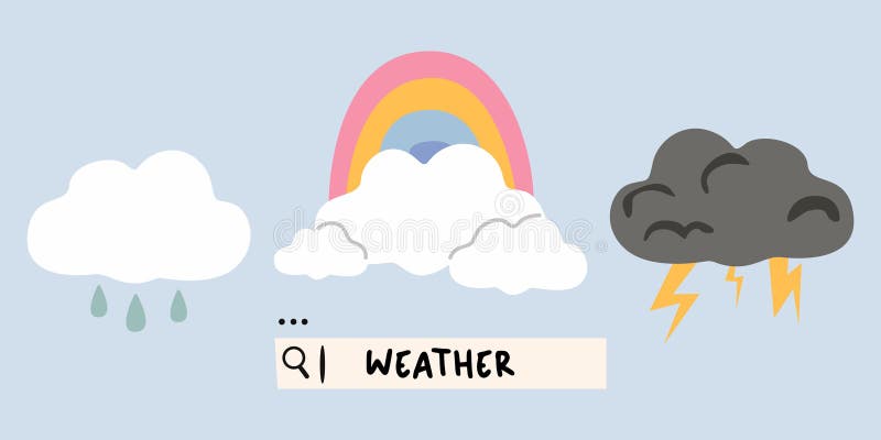 Collection of Weather Vector Icons. Sunny Weather, Rain Cloud, Stormy ...