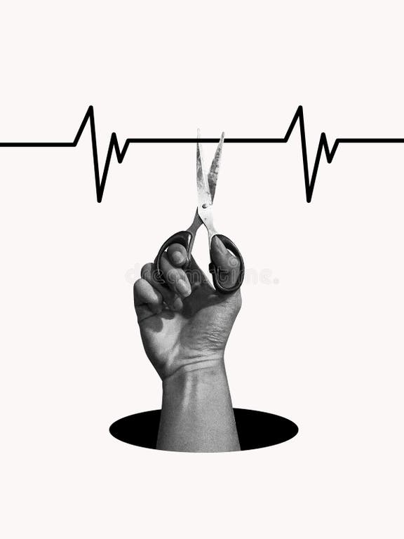 Hand Cutting ECG Graph Using Scissors, Symbol of Euthanasia Concept ...