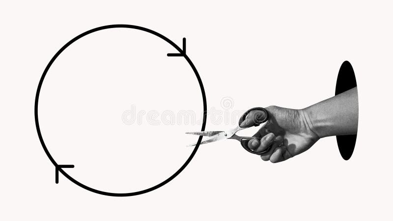 Hand Holding Scissors Cutting Looping Circle, Symbol of Breaking the ...