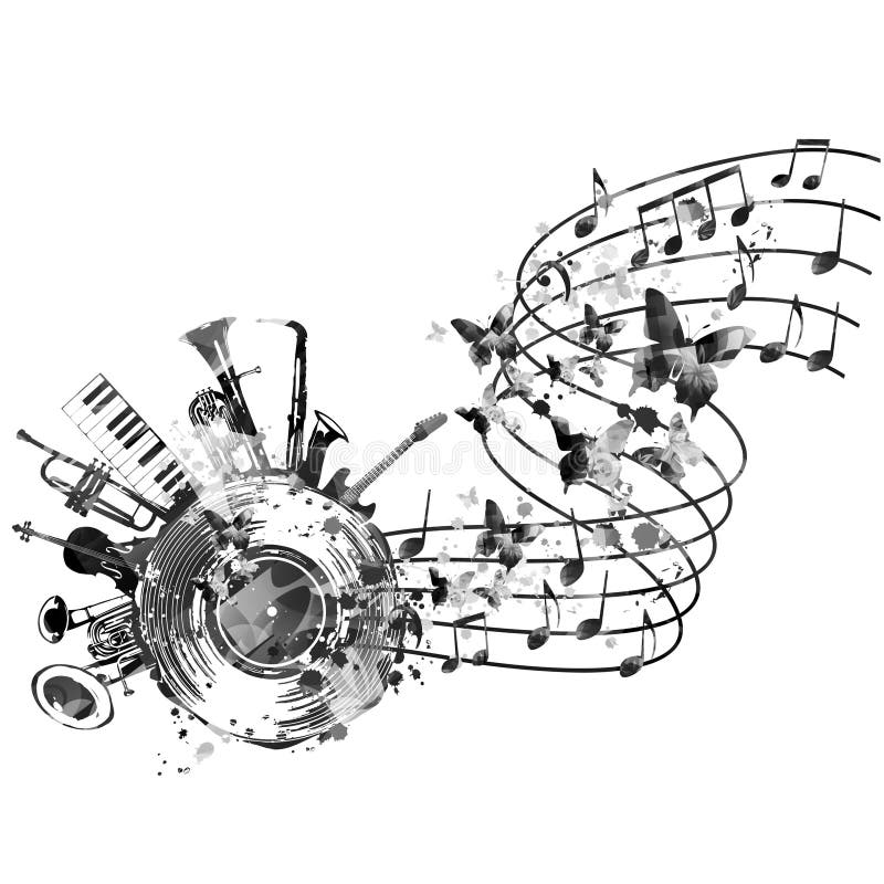 Music Background with Musical Notes Staff and Hands Vector Illustration ...