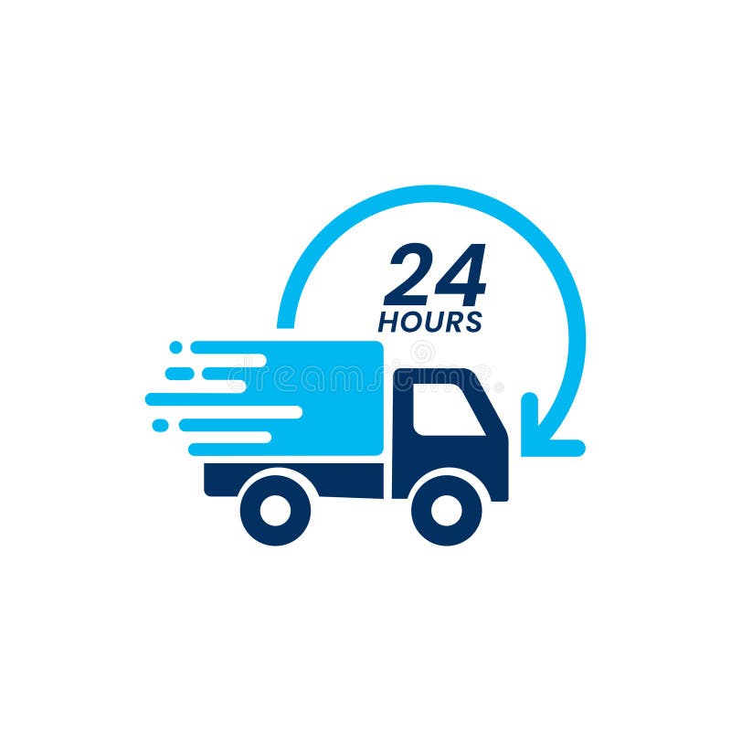 Fast Delivery 24h Truck with Arrow Clock Icon Symbol, Vector ...