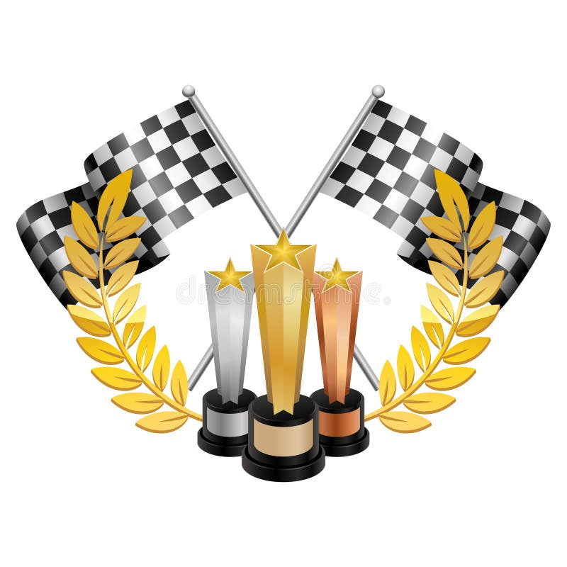 Racing Flags with Gold, Silver and Black Checkered Stock Illustration ...