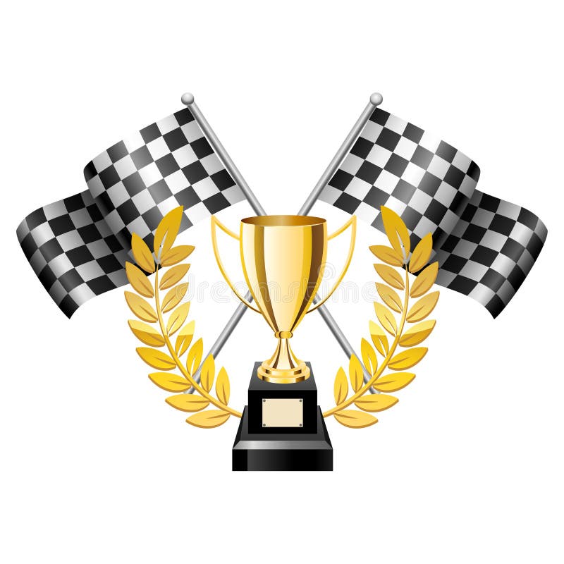 Checkered Flag Logo Design Premium Vector | Sports Car On Arrival