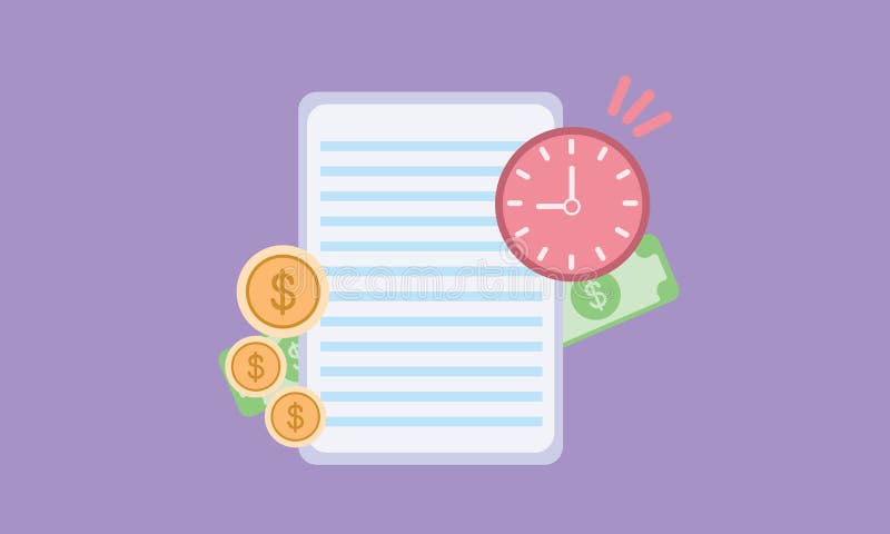 Bill with Clock Alarm for Payment Transaction with Money Coin. Business ...