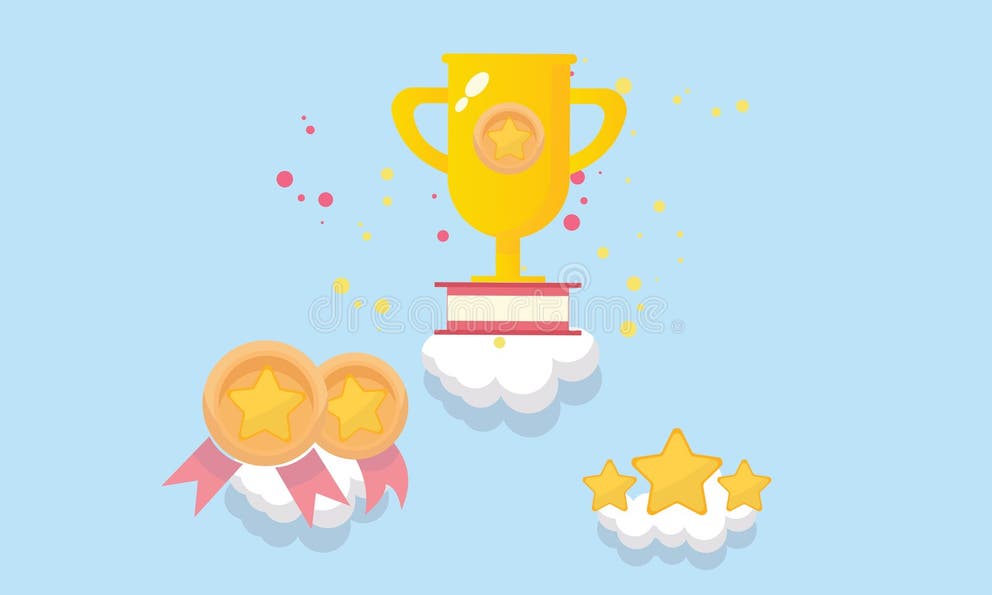 Podium Winners with Cups, Gold Winners and Gold Stars, First and Second ...