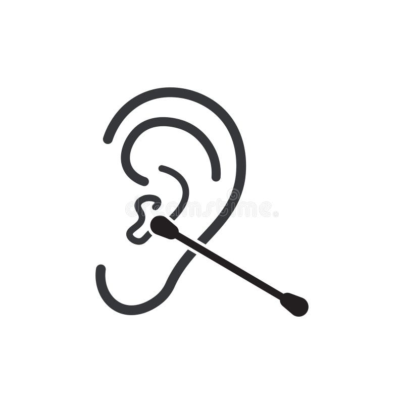 Isolated Outline Pictogram Ear and Cotton Buds for Health Graphic ...