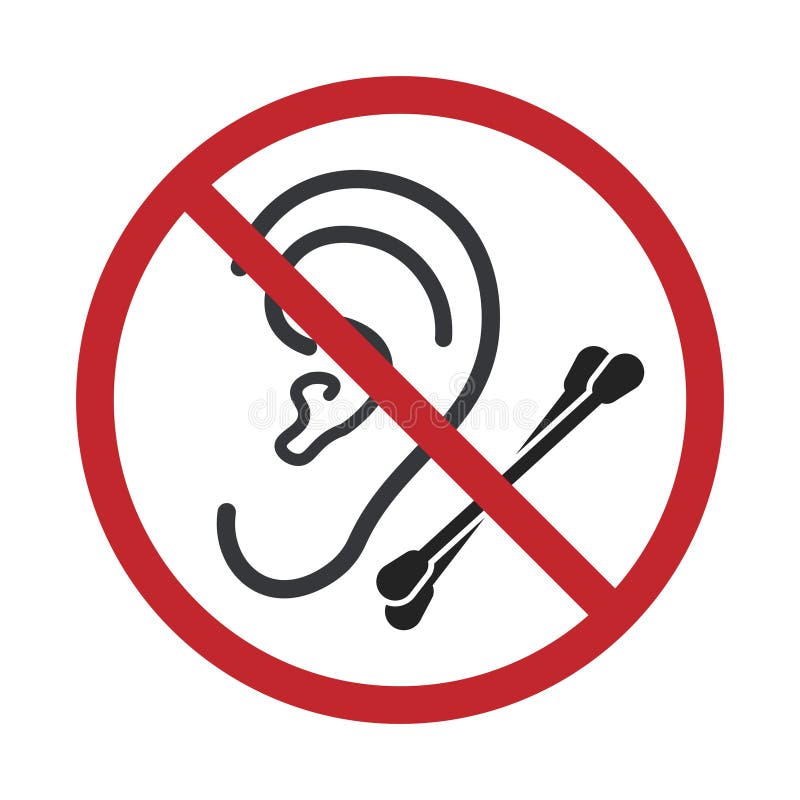 Isolated Prohibition Sign Do Not Clean Ear with Cotton Buds Stock ...