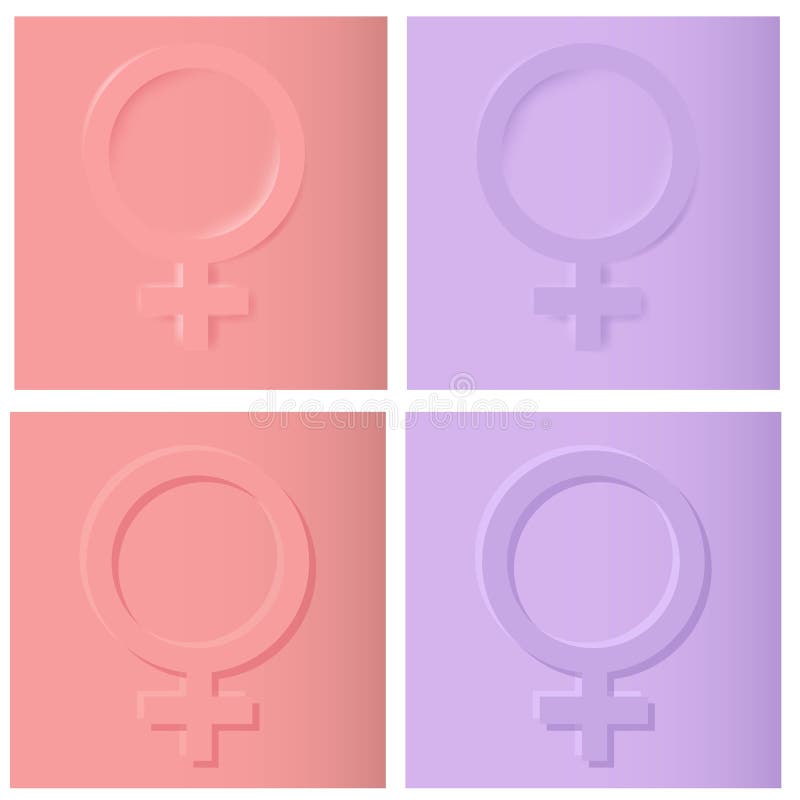 Set of Gender Symbols of Woman on Colorful Background. Stock Vector ...